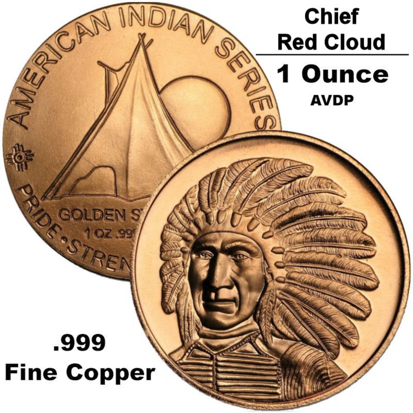 American Indian Series 1 Oz .999 Pure Copper BU Round / Challenge Coin ...