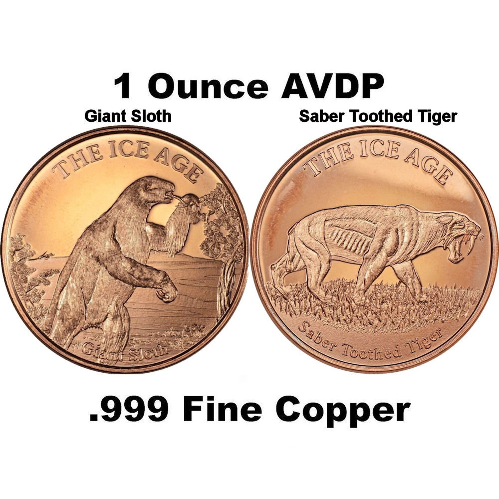 Extinct Creatures Dinosaur & Ice Age 1 oz .999 Pure Copper | Etsy