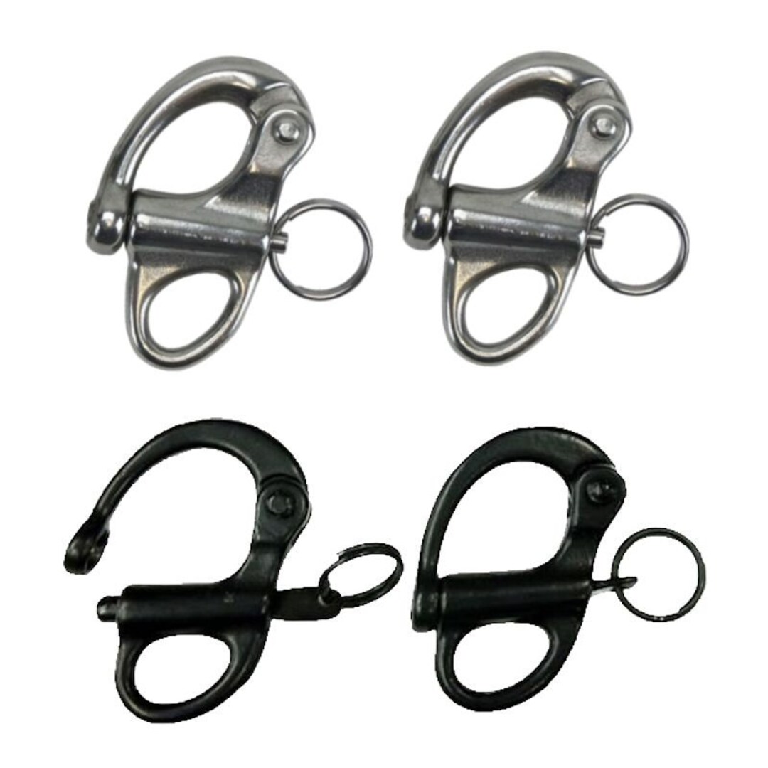 Stainless Steel Fixed Eye Snap Shackles in Black or Silver - Etsy