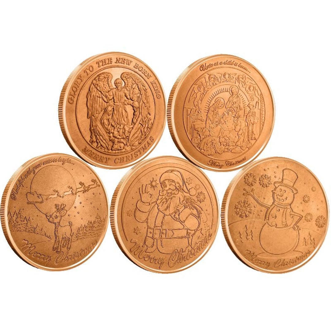 Christmas Series (wreath Back Design) 1 Oz .999 Pure Copper BU Round ...