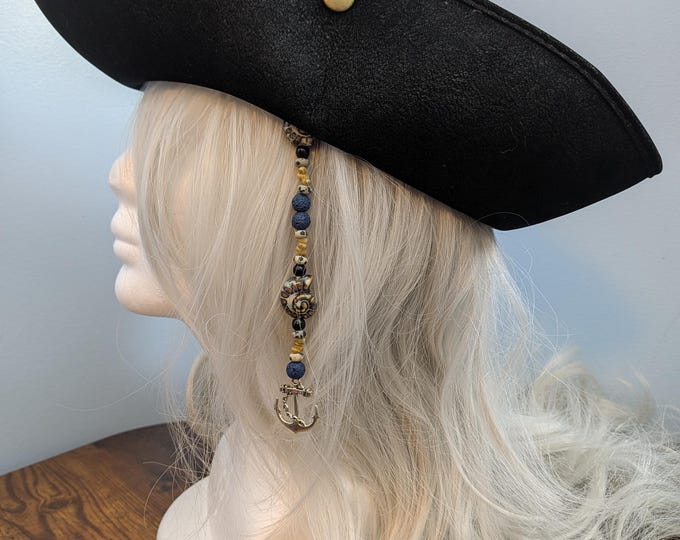 Anchor Beaded Hair or Hat Clip, Pirate Costume Accessory, Nautical Hair ...