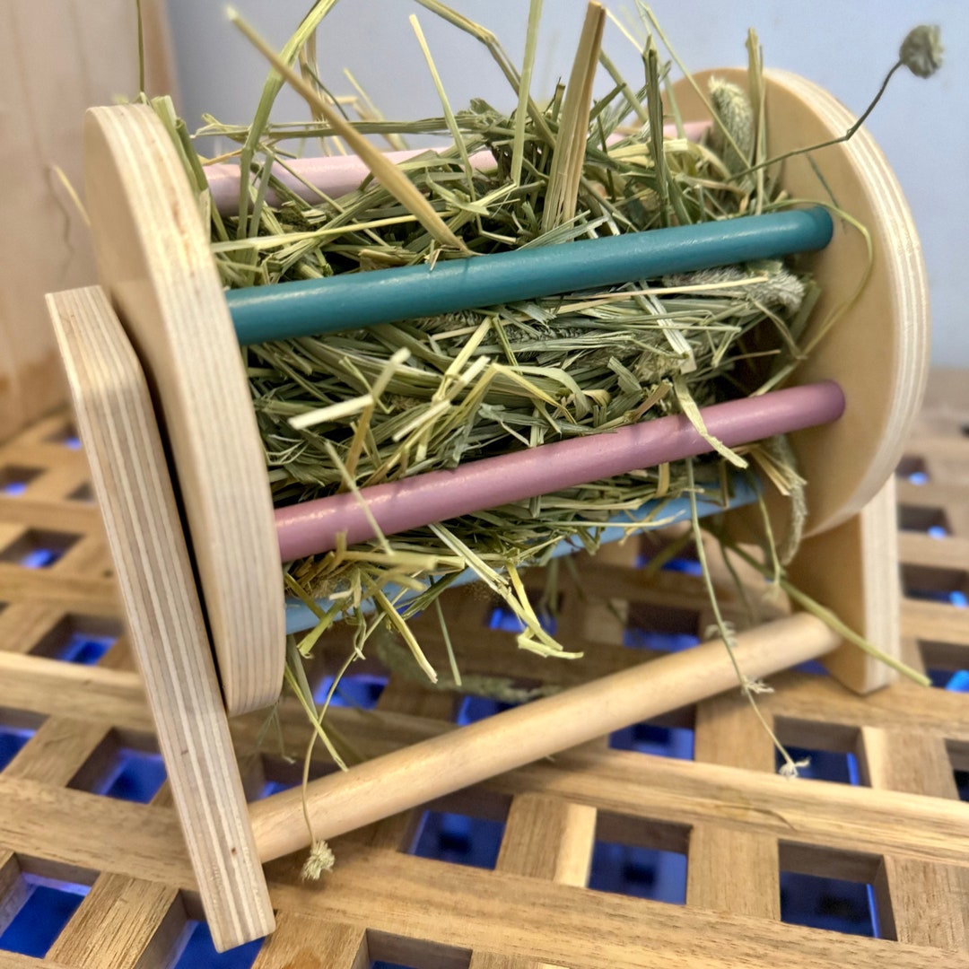 WOODEN HAY ROLLER | Hay Holder Rack Bunny Rabbit Shaped Hay Storage ...