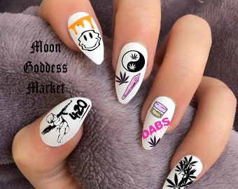 Weed Nail Decals - Etsy