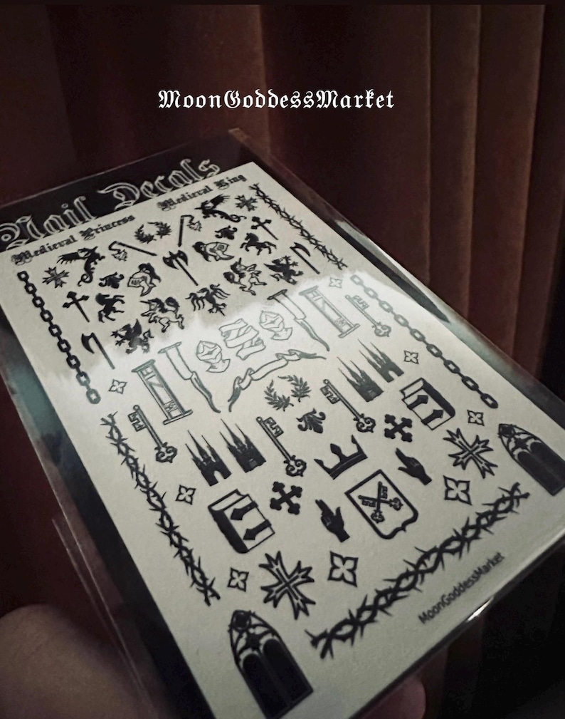 Medieval Nail Decals: Witchy Mystical Nail Art Bookish Stickers - Etsy