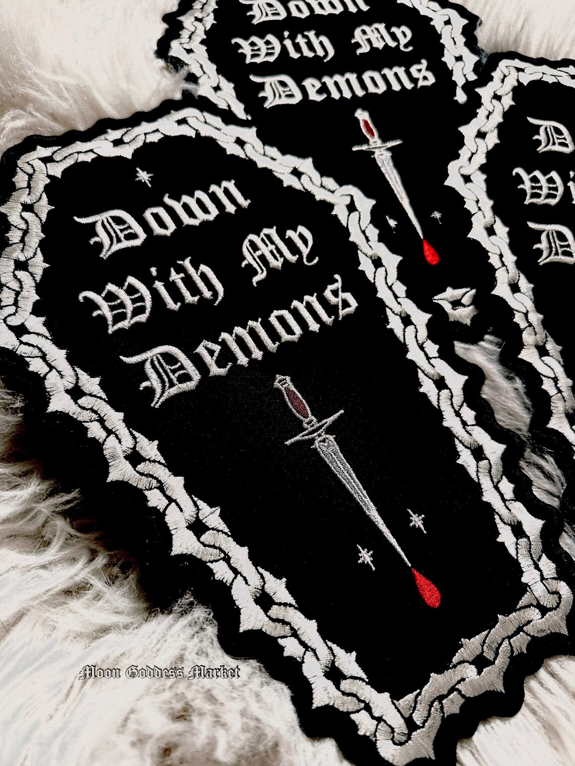 XL Down With My Demons Coffin Iron on or Sew on Embroidered - Etsy
