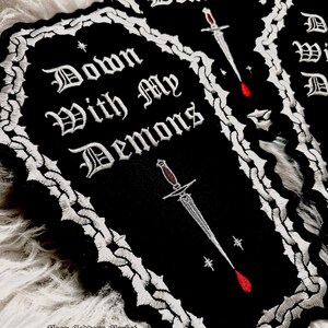 XL Down With My Demons Coffin Iron on or Sew on Embroidered Iron on ...