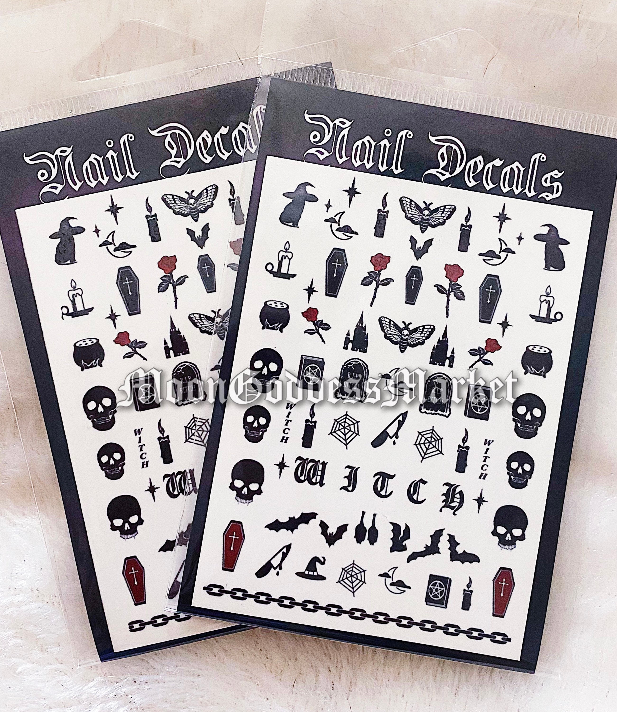 Goth Dark Pagan Witch Nail Decals Nails Death Moth Horror | Etsy