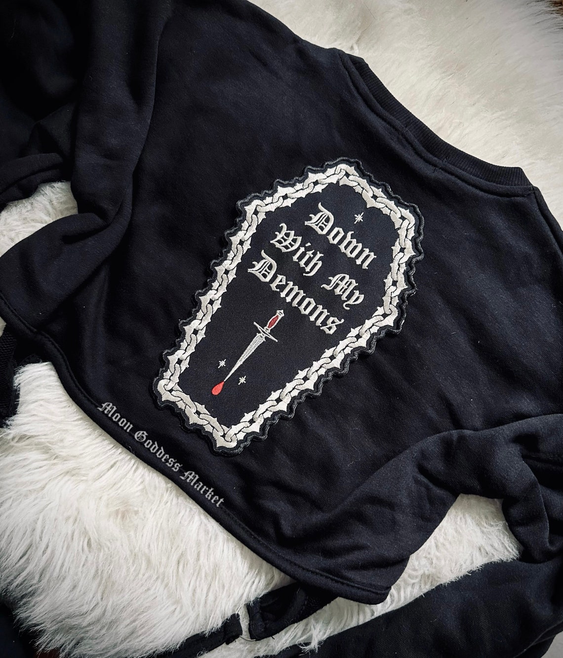 XL Down With My Demons Coffin Iron on or Sew on Embroidered - Etsy