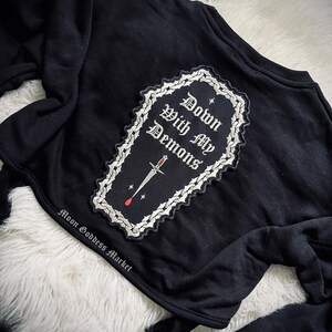 XL Down With My Demons Coffin Iron on or Sew on Embroidered Iron on ...