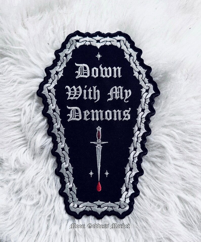 XL Down With My Demons Coffin Iron on or Sew on Embroidered - Etsy