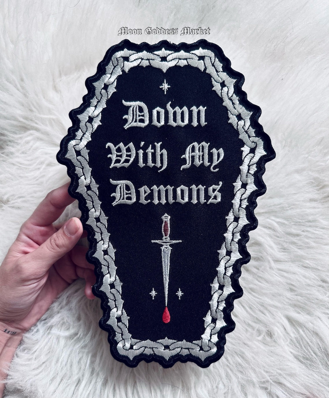 XL Down With My Demons Coffin Iron on or Sew on Embroidered - Etsy