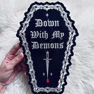XL Down With My Demons Coffin Iron on or Sew on Embroidered - Etsy