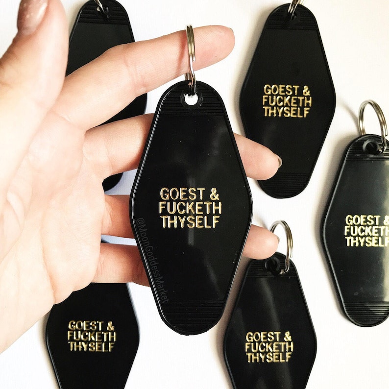 Hotel Motel Key Chain Sassy Gift Black and Gold Goest - Etsy