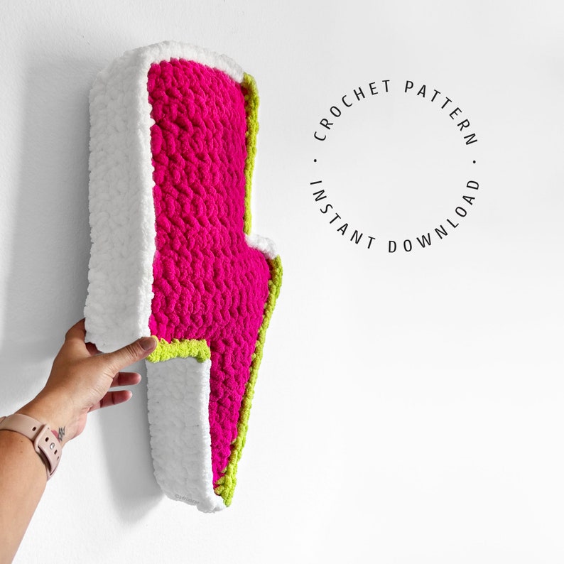 CROCHET PATTERN • Lightning Bolt Pillow • Plush Home Decor PDF Pattern ...