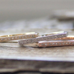 Tri-color Bar Milgrained Diamond Ring in 14K Gold - Etsy