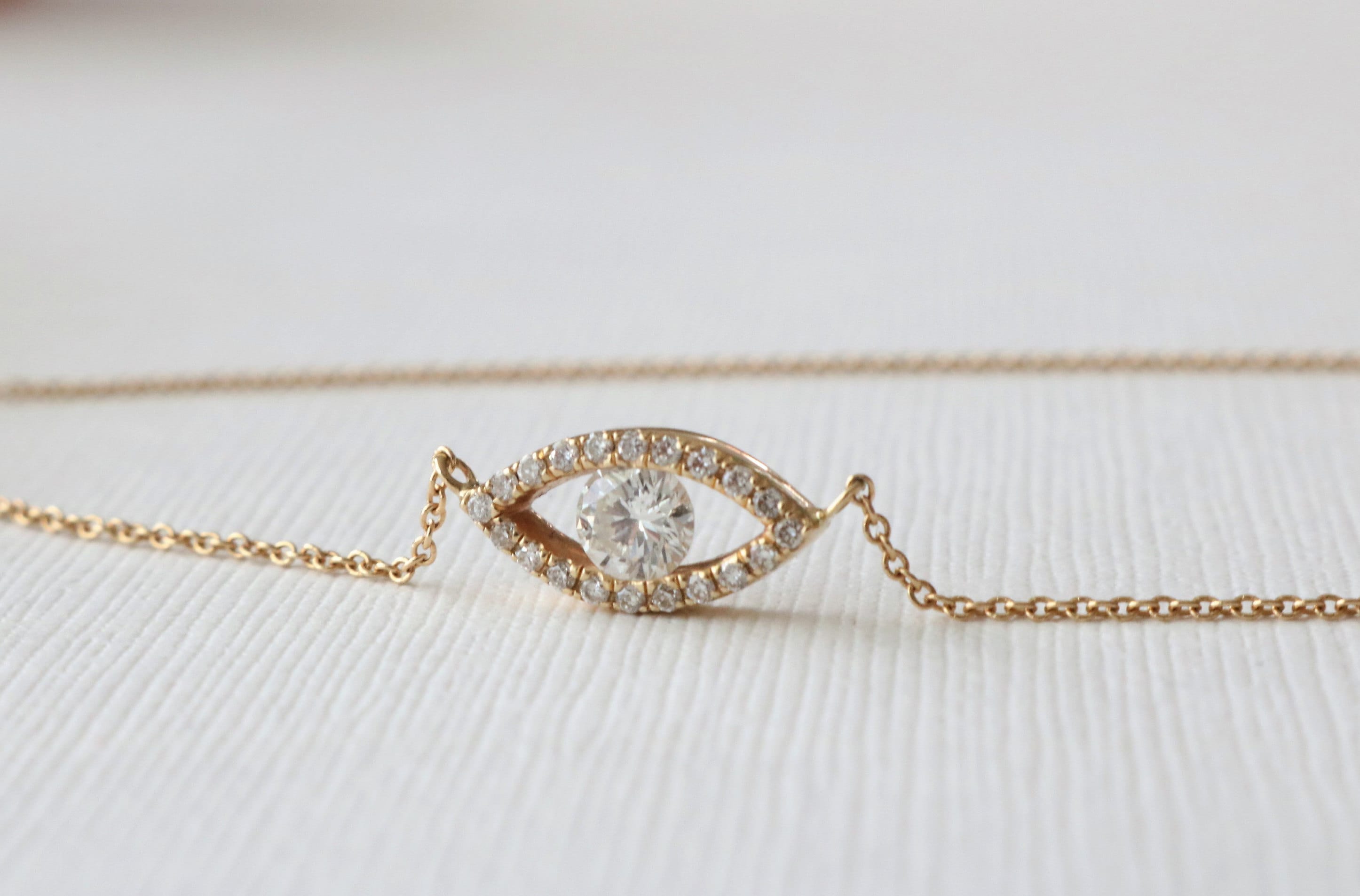 Evil Eye Diamond Necklace Evil Eye Jewelry Everyday Diamond | Etsy