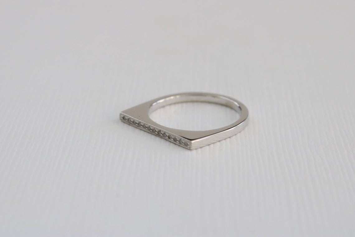 Tri-color Bar Milgrained Diamond Ring in 14K Gold - Etsy