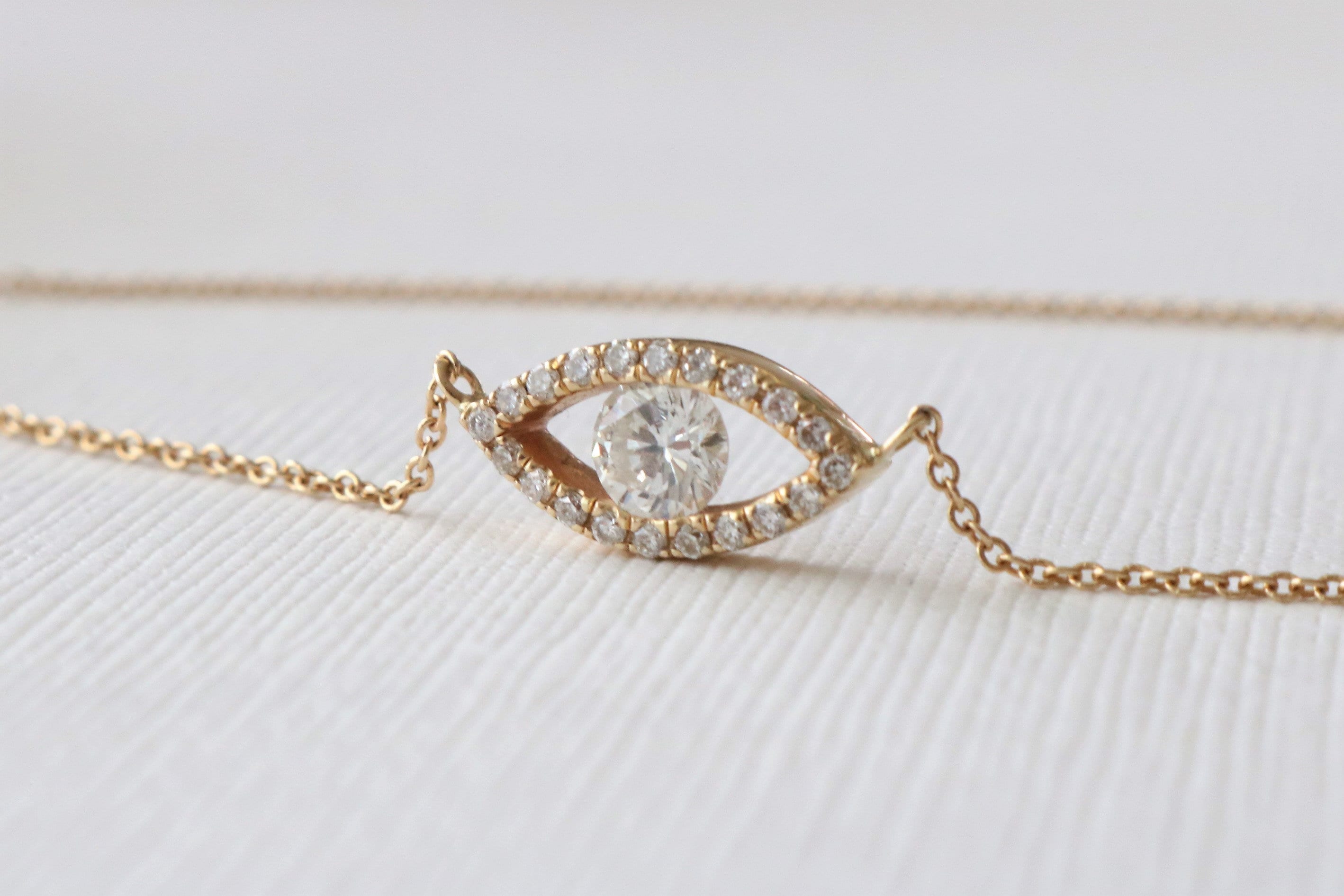 Evil Eye Diamond Necklace Evil Eye Jewelry Everyday Diamond - Etsy