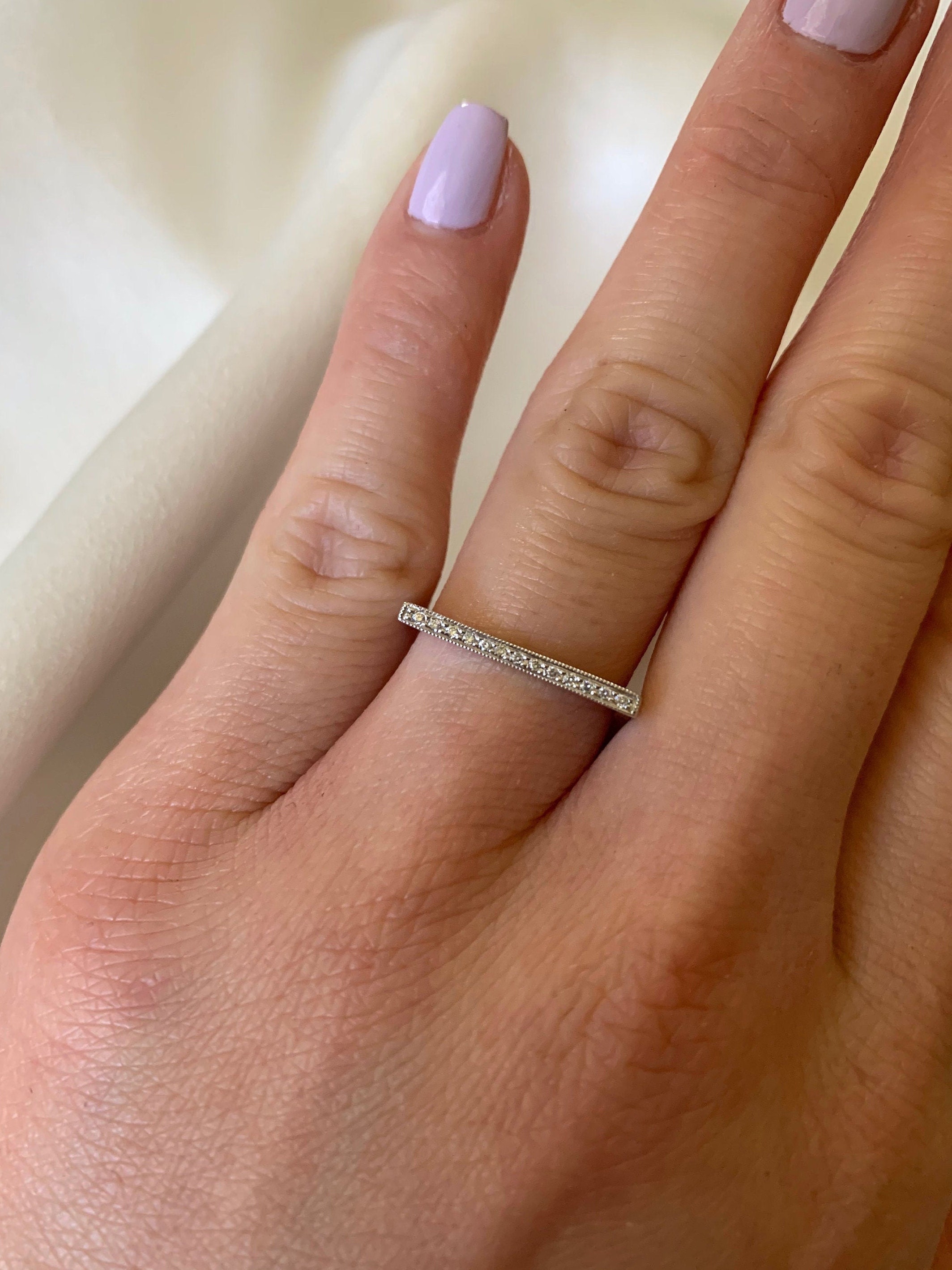 Tri-color Bar Milgrained Diamond Ring in 14K Gold | Etsy