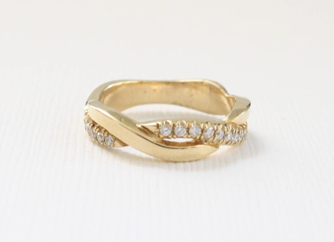 Twist Diamond Eternity Ring, Unique Organic Diamond Wedding Band ...