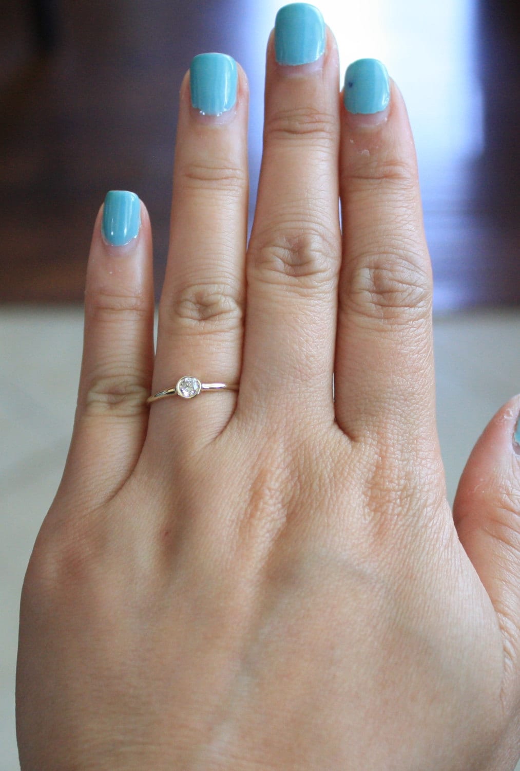 Everyday Diamond Bezel Ring Dainty Minimalist Stacking - Etsy