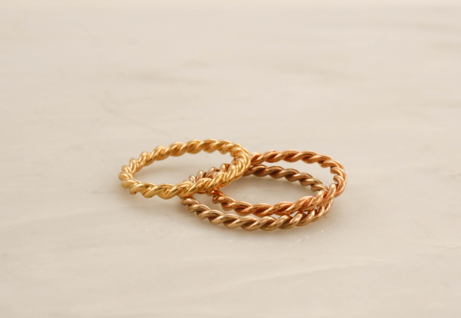 Set of 3 Twist Infinity Stacking Rings in 14K Rose White and - Etsy