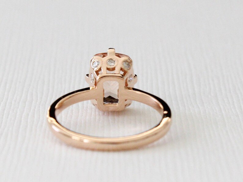 Cushion Cut Morganite Solitaire Compass Prong Set Diamond - Etsy