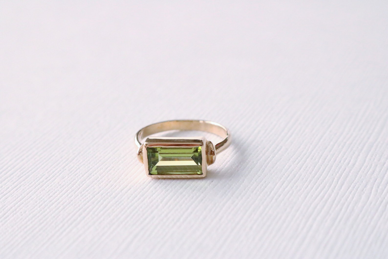 Rectangular Peridot Stack Bezel Ring, August Birthstone Ring, Green ...