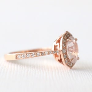 GIA Certified 1.72 Cts. Oval Light Peach Pink Sapphire Diamond Halo ...