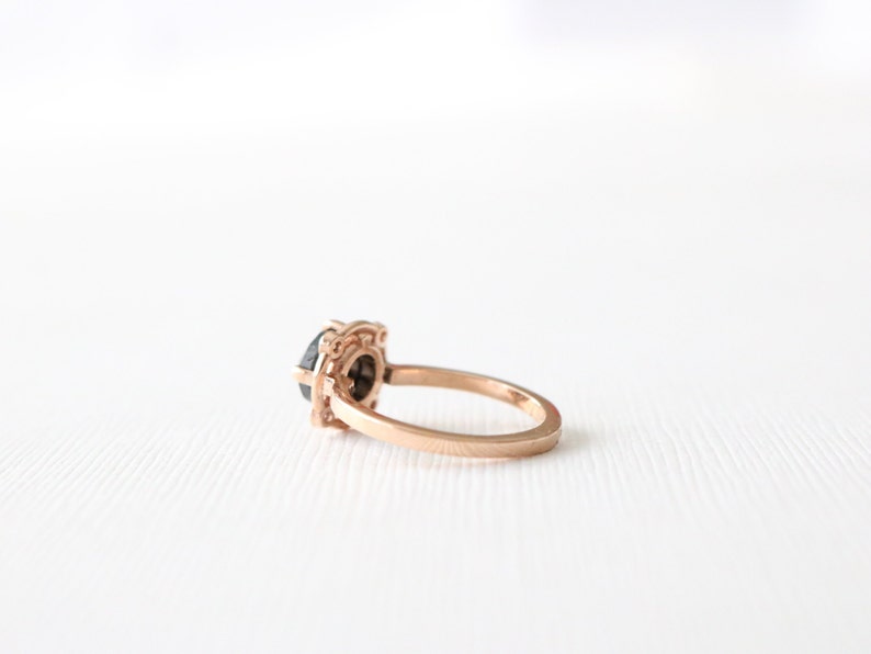 Natural Black Rose Cut Diamond Bezel Engagement Ring in 14K | Etsy