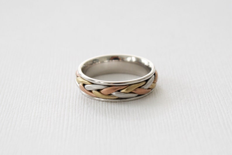 SET Matching Tri Color Braided Wedding Bands in 14K Solid - Etsy