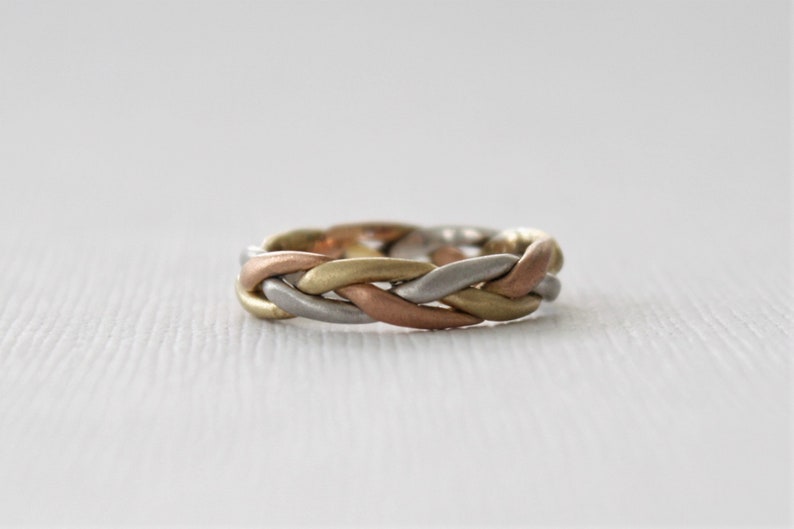 SET Matching Tri Color Braided Wedding Bands in 14K Solid - Etsy