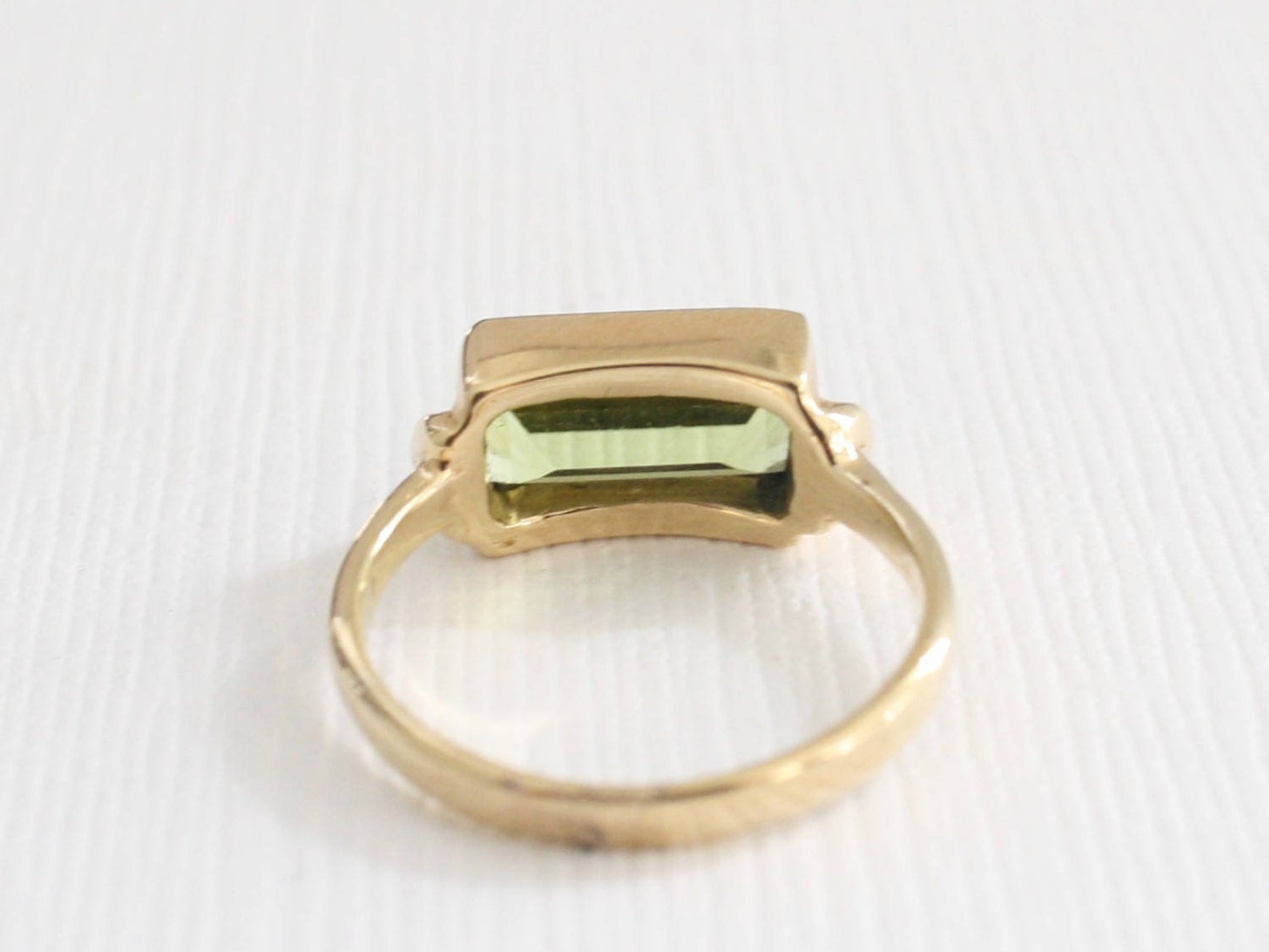 Rectangular Peridot Stack Bezel Ring, August Birthstone Ring, Green ...