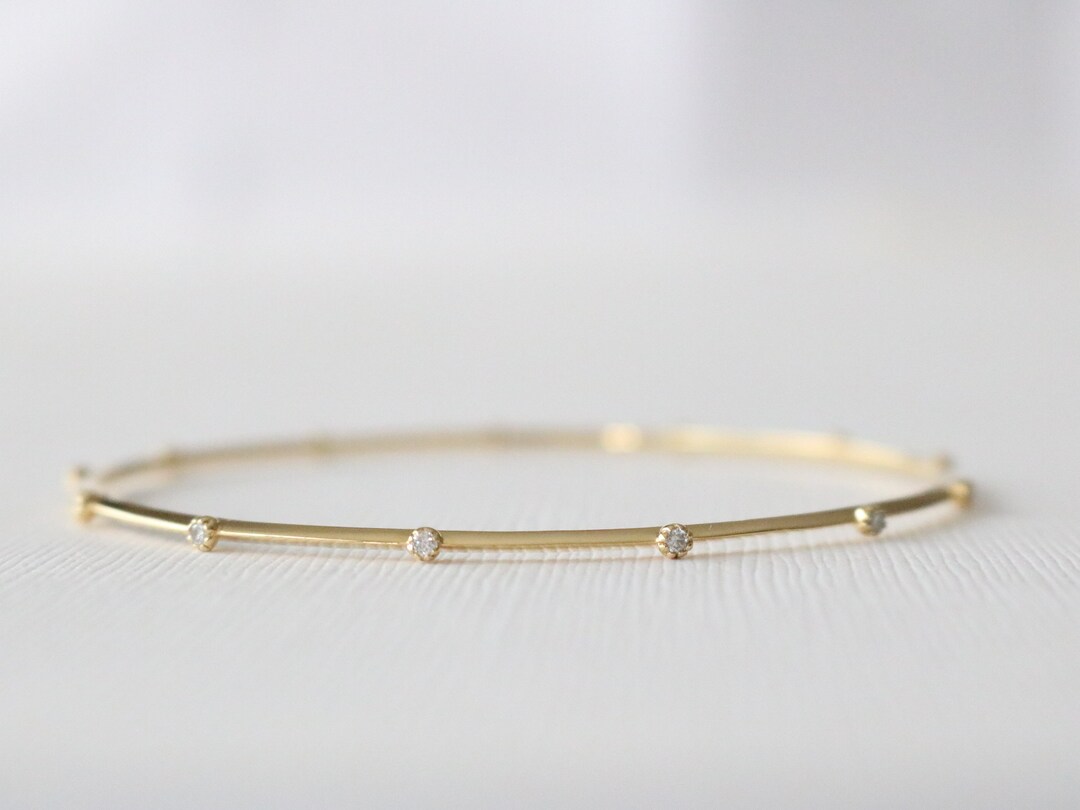 Champagne Diamond Bangle Bracelet, Stacking Bangle Bracelet, Everyday ...
