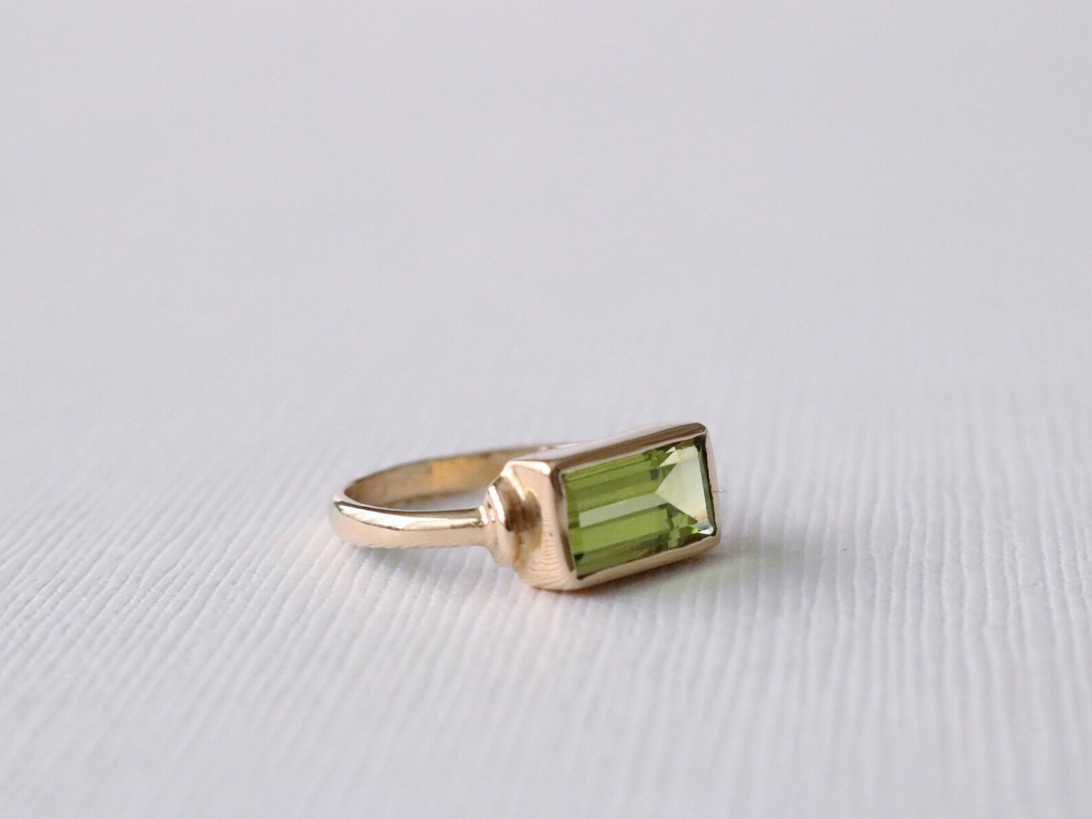 Rectangular Peridot Stack Bezel Ring, August Birthstone Ring, Green ...