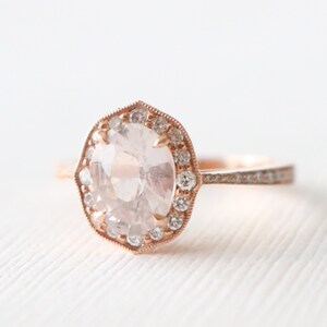 GIA Certified 1.72 Cts. Oval Light Peach Pink Sapphire Diamond Halo ...
