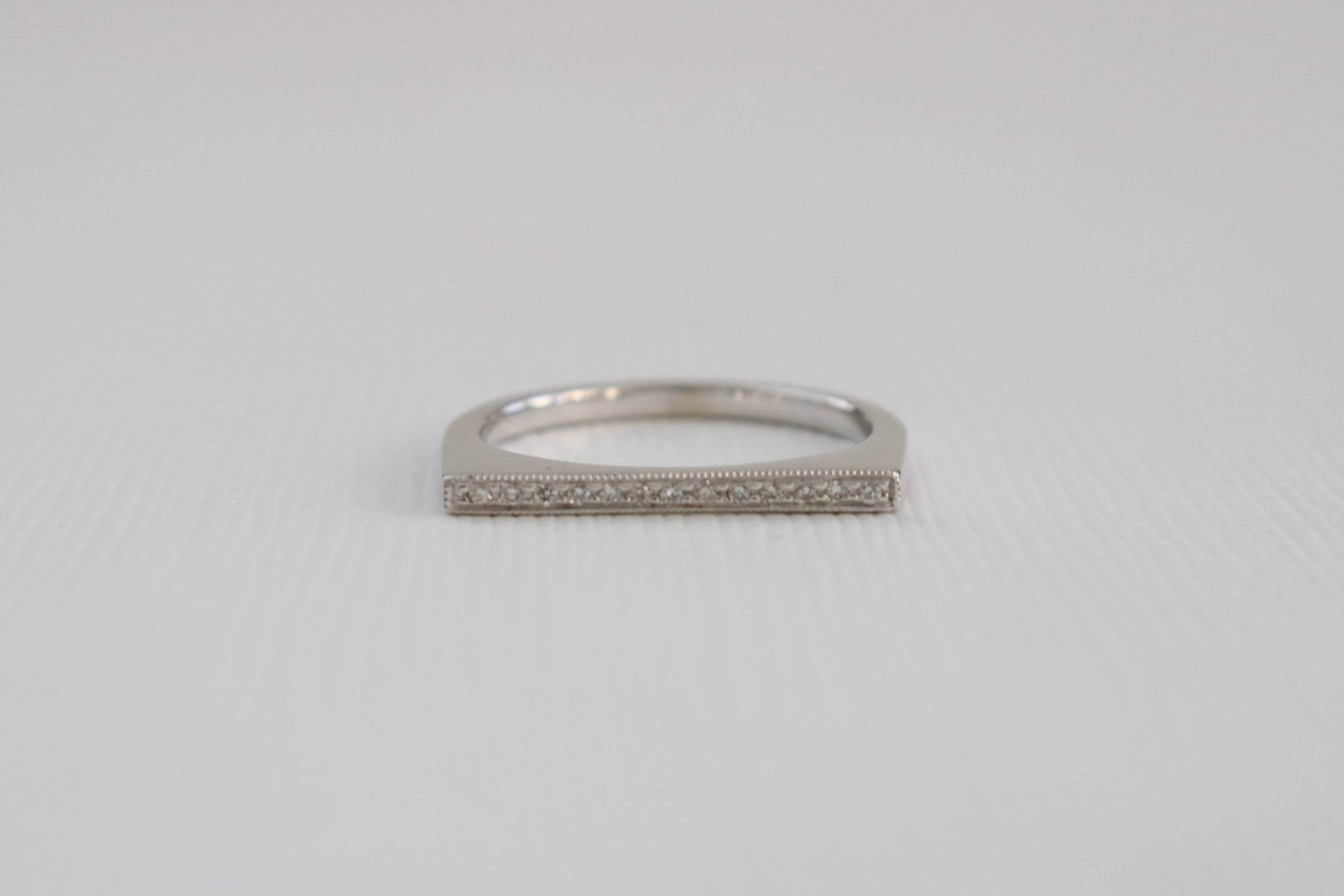 Tri-color Bar Milgrained Diamond Ring in 14K Gold - Etsy