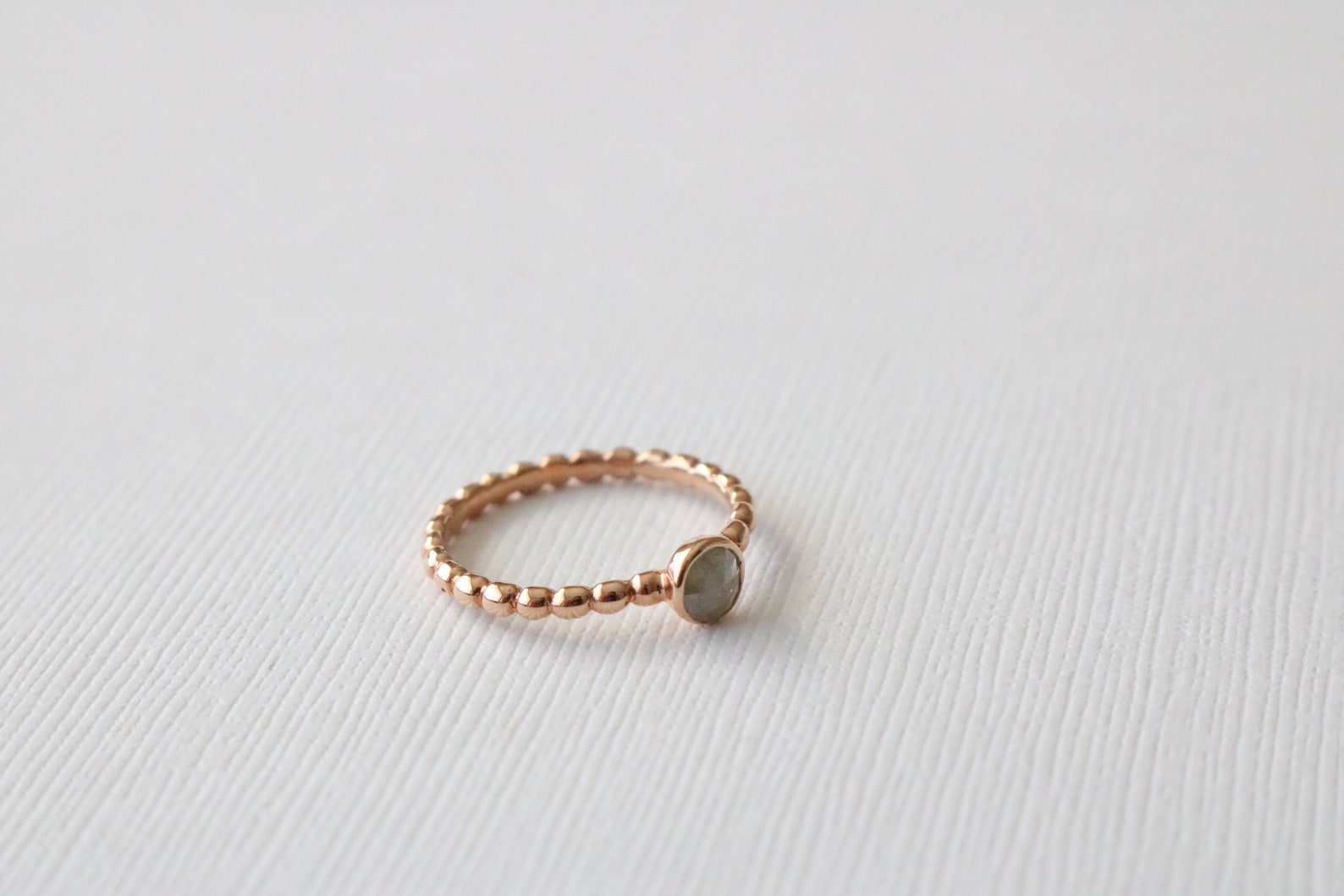 Silver Gray Rose Cut Diamond Beaded Ring Stacking Ring Rose - Etsy