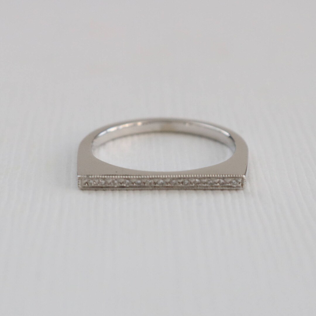 Tri-color Bar Milgrained Diamond Ring in 14K Gold - Etsy