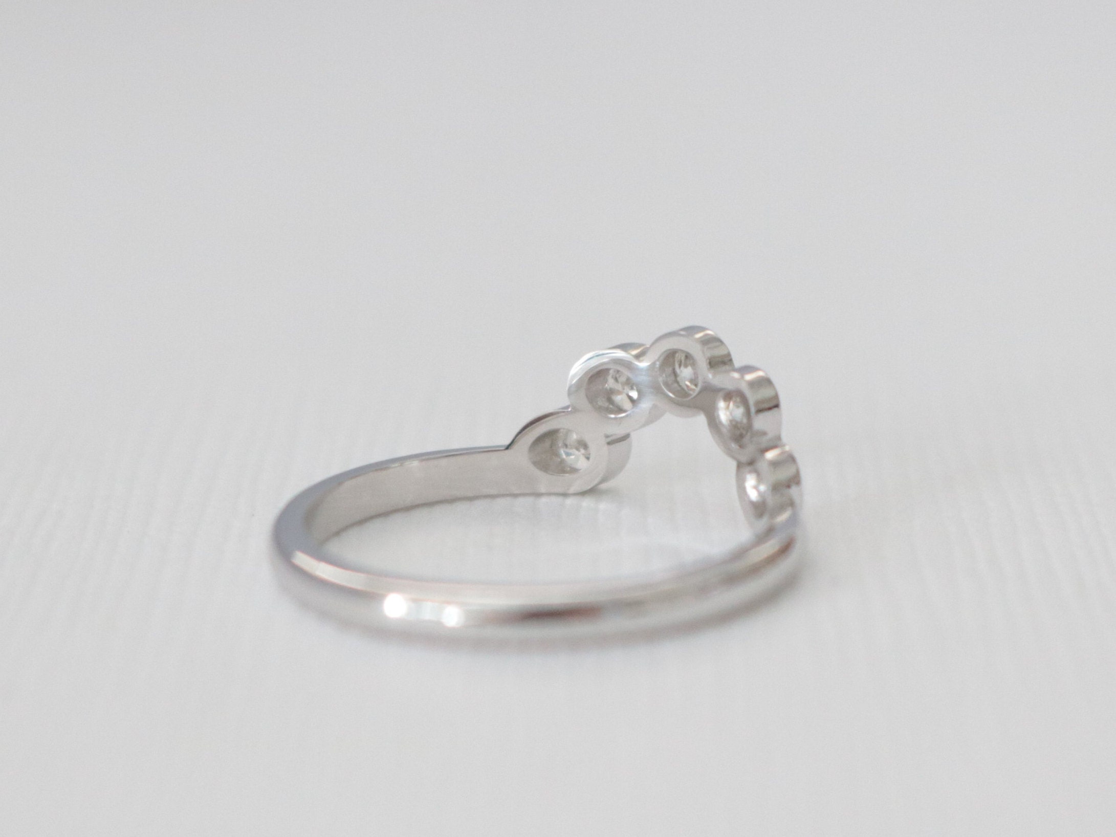 Diamond Bezel Tiara Ring Curved Diamond Wedding Band Diamond | Etsy