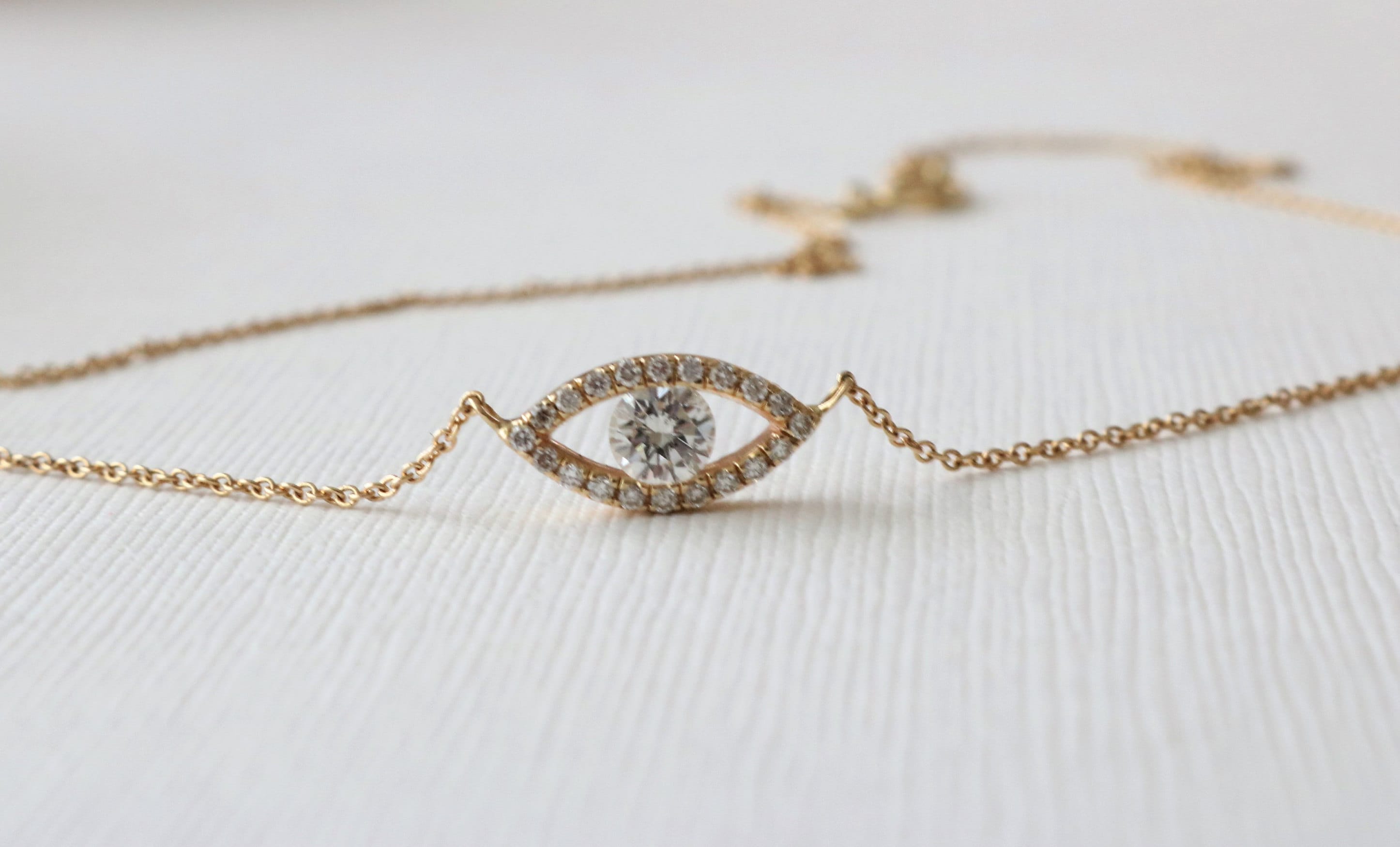Evil Eye Diamond Necklace Evil Eye Jewelry Everyday Diamond | Etsy