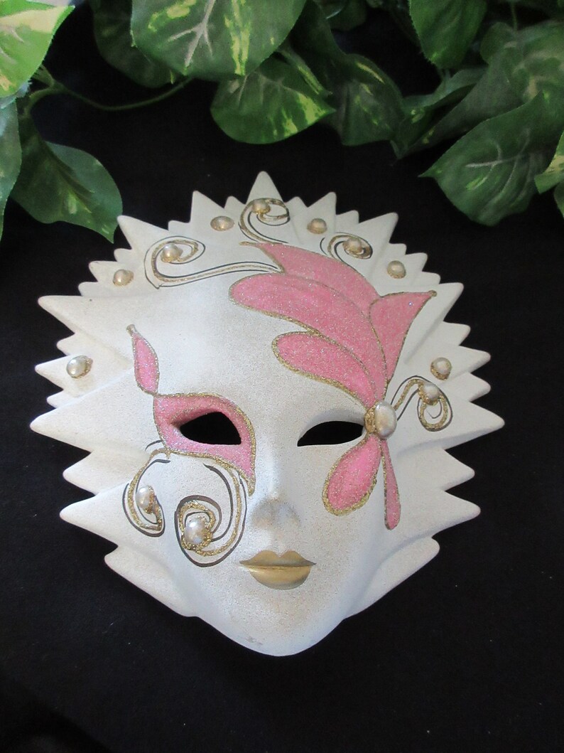 Mardi Gras Mask Ceramic Pink Masquerade Italy Glitter - Etsy