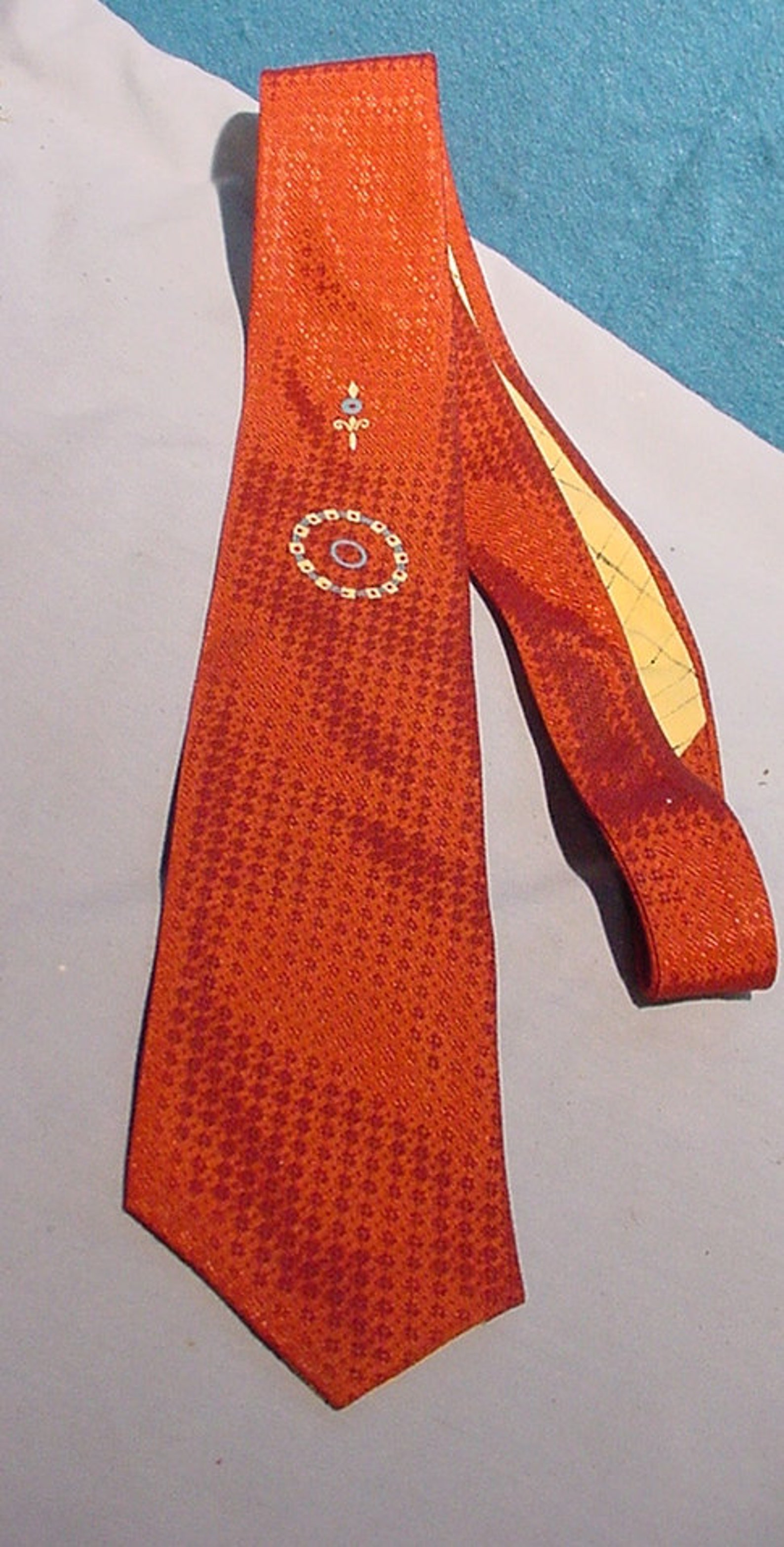 Unique Retro Tie 1950s Rusty/Orange with Design Painted So | Etsy