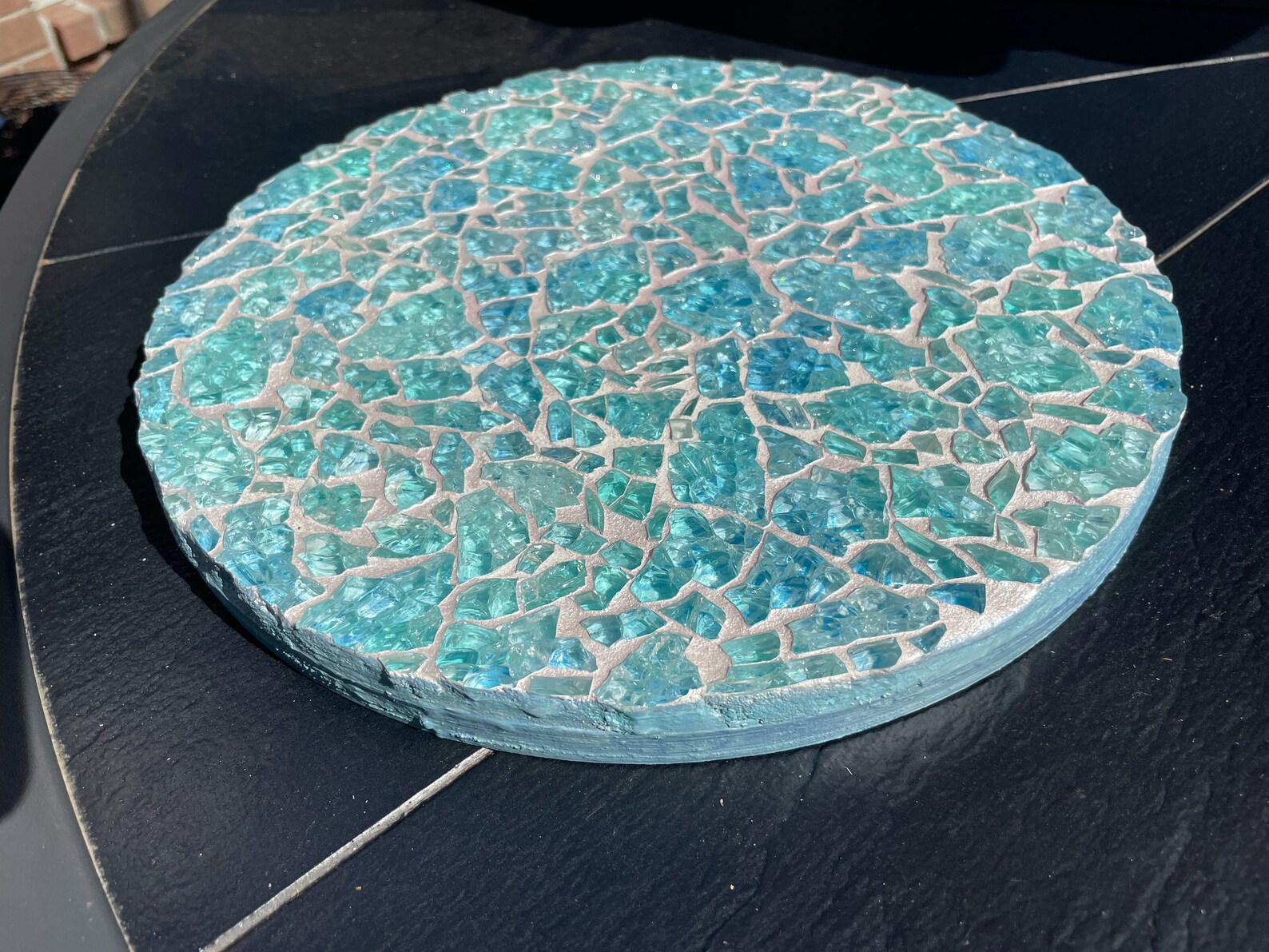 Tempered Glass Mosaic, Beach Mosaic, Cracked Glass Mosaic, Beach Art ...