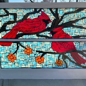 Cardinal Stained Glass Mosaic Stained Glass Art Cardinals - Etsy