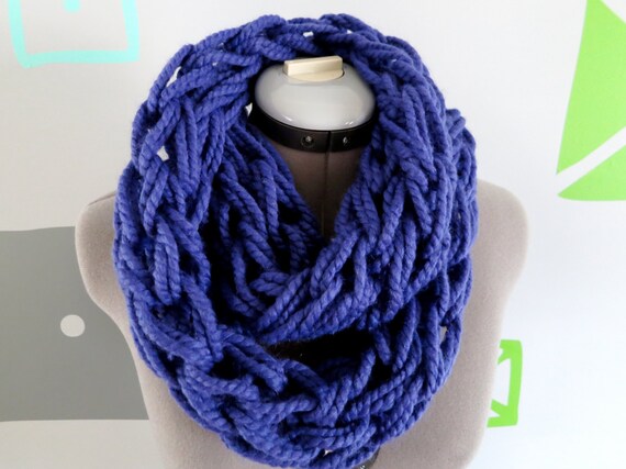 Items similar to Blue Large Knit Infinity Scarf, Also in Ivory, Green ...