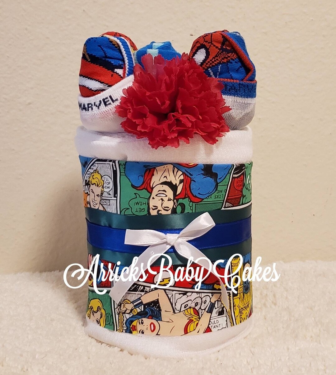 The comic Book Baby Boy Cloth Diaper Cakebaby Socksbaby Shower ...