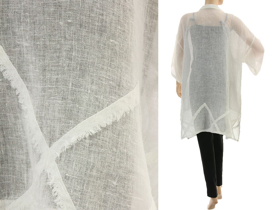 White Linen Summer Jacket Coat Cover Up, Plus Size Summer Jacket Duster ...