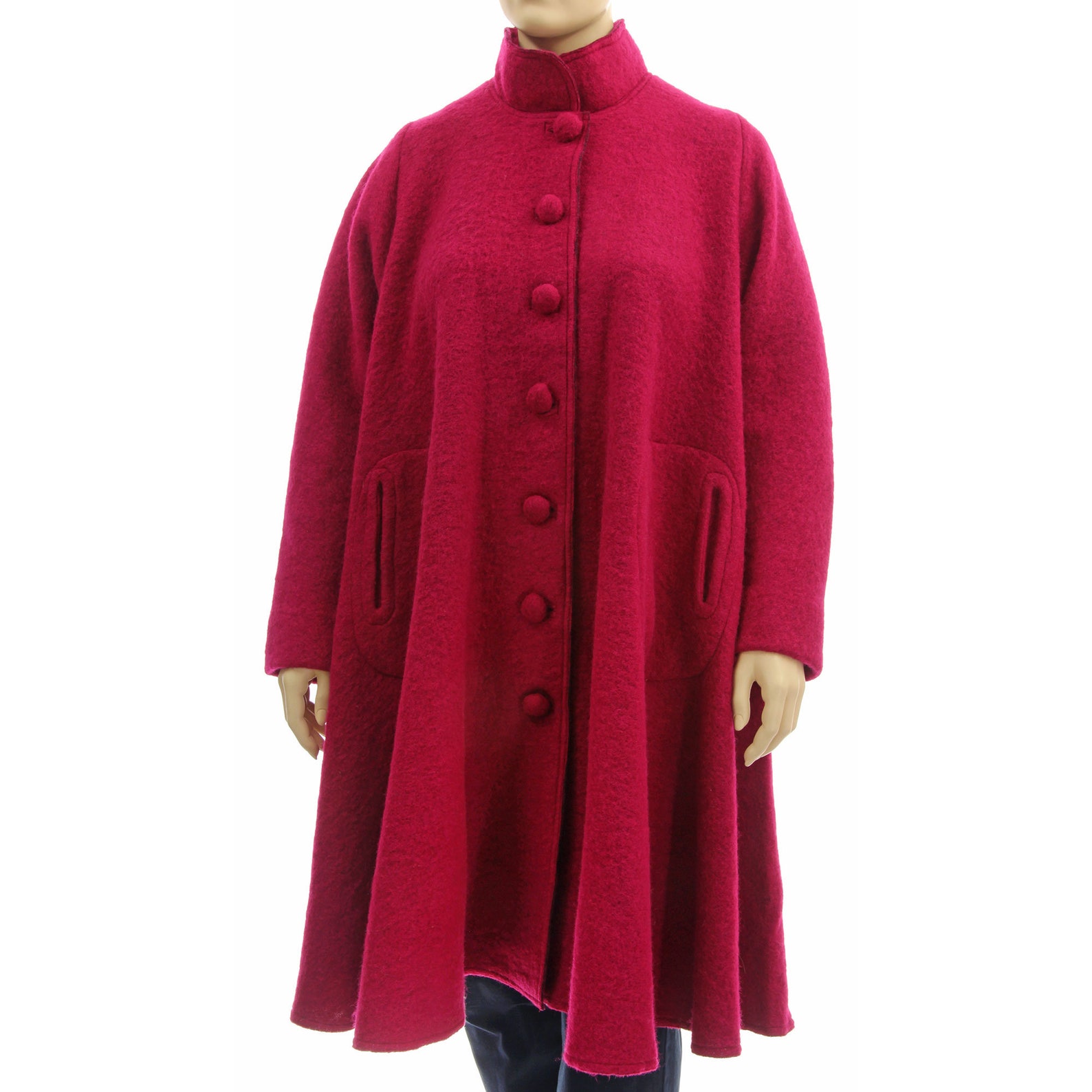 Magenta Wool Swing Coat, Fall Winter Purple Pink Coat With Separate ...
