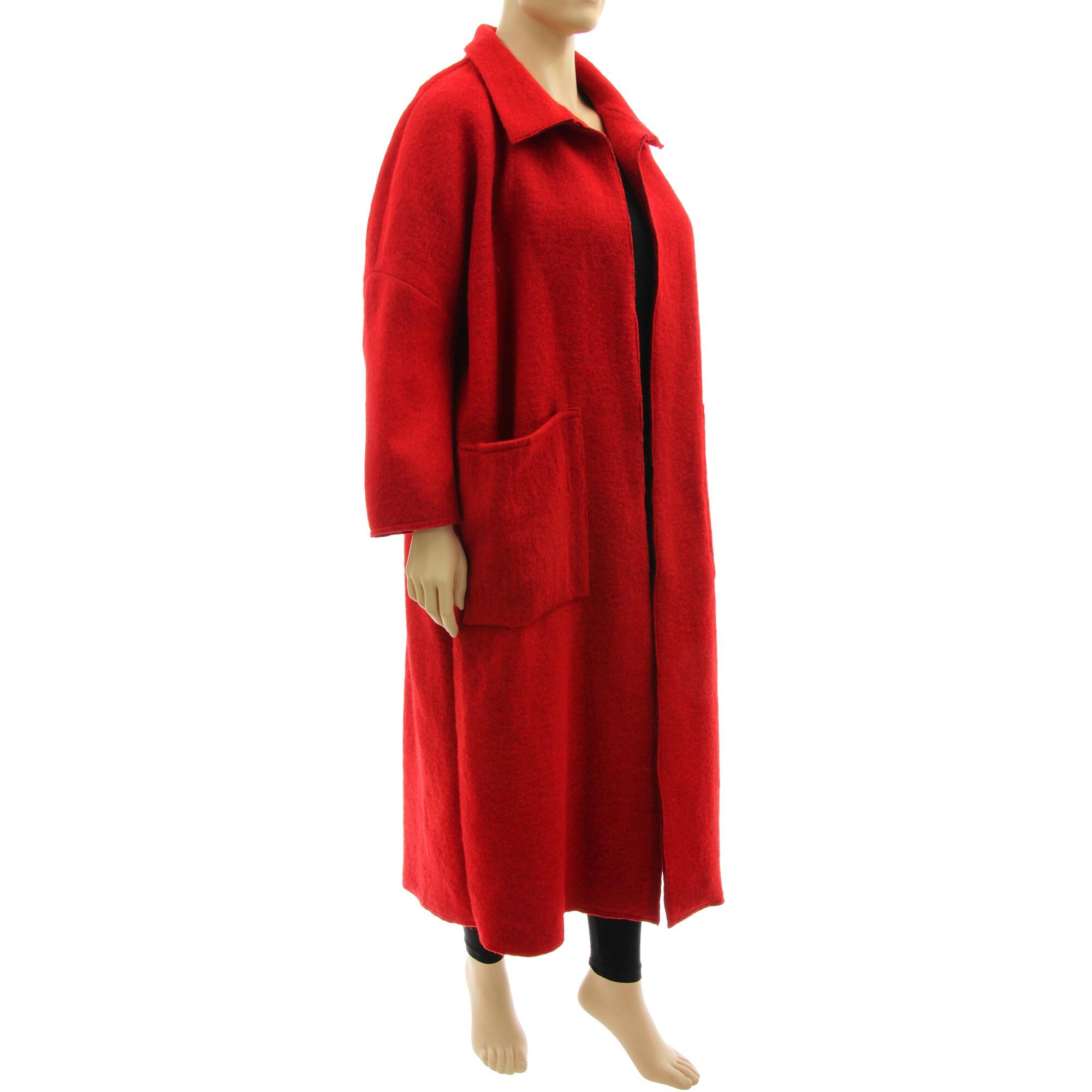 Maxi Plus Size Red Wool Coat Duster, Fall Winter Spring Long Boiled ...